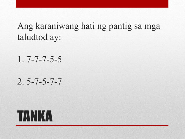 FILIPINO 9 Estilo ng pagkakasulat ng tanka at haiku | PPTX