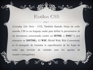 Estilos css para aplicarlos en los elementos HTML | PPTX
