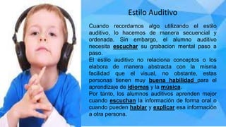 Estilo sde aprendizaje | PPTX