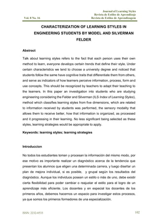 Estilos de aprendizaje felder y silverman | PDF