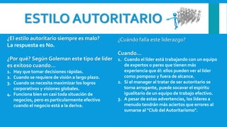Estilos de Liderazgos según Daniel Goleman | PDF