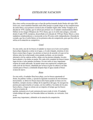 Estilos de natacion | DOCX