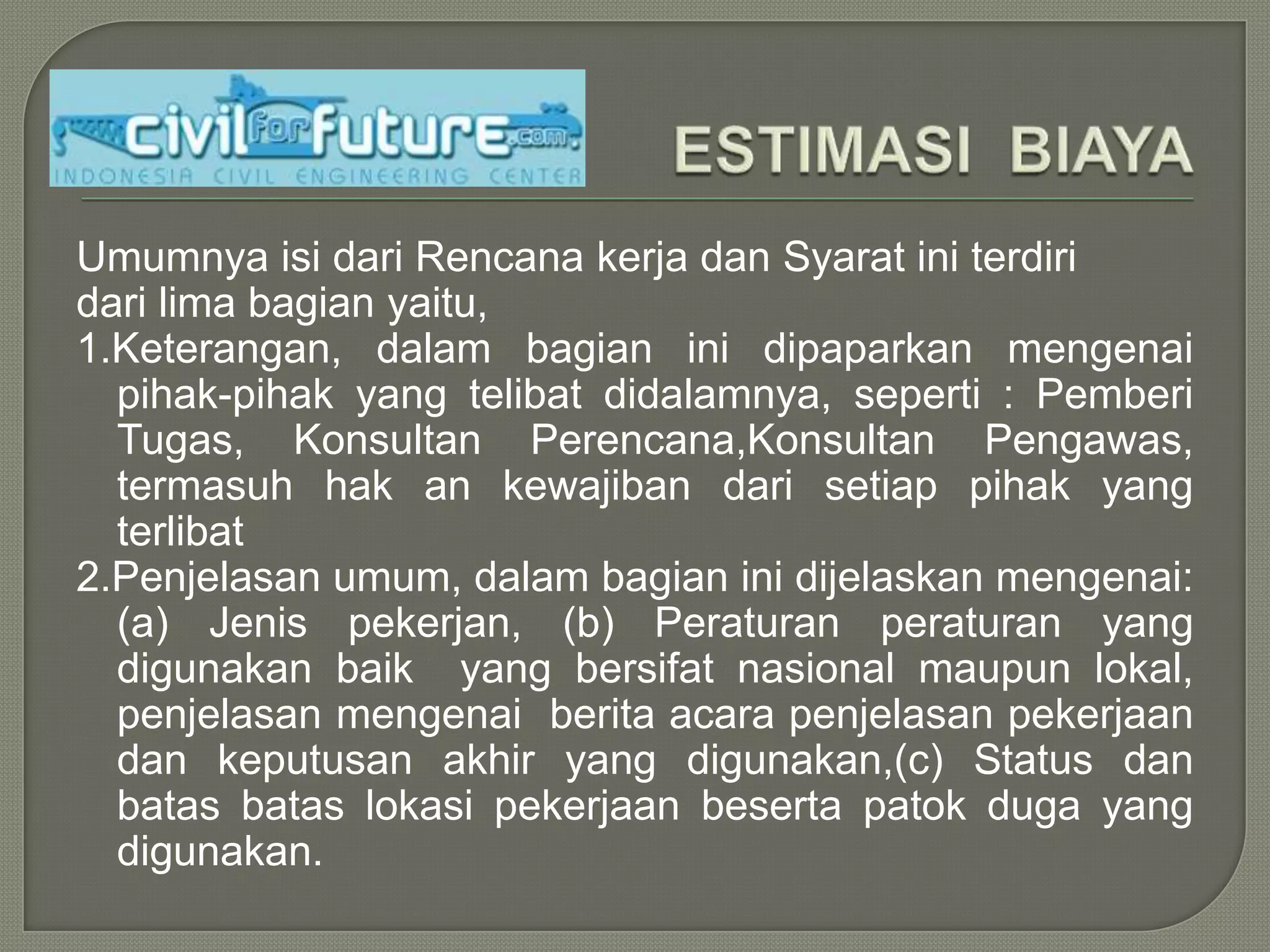 Estimasi biaya | PPTX