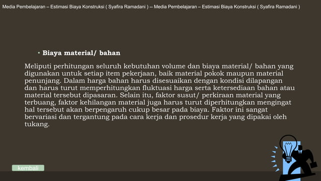 Estimasi biaya konstruksi | PPTX