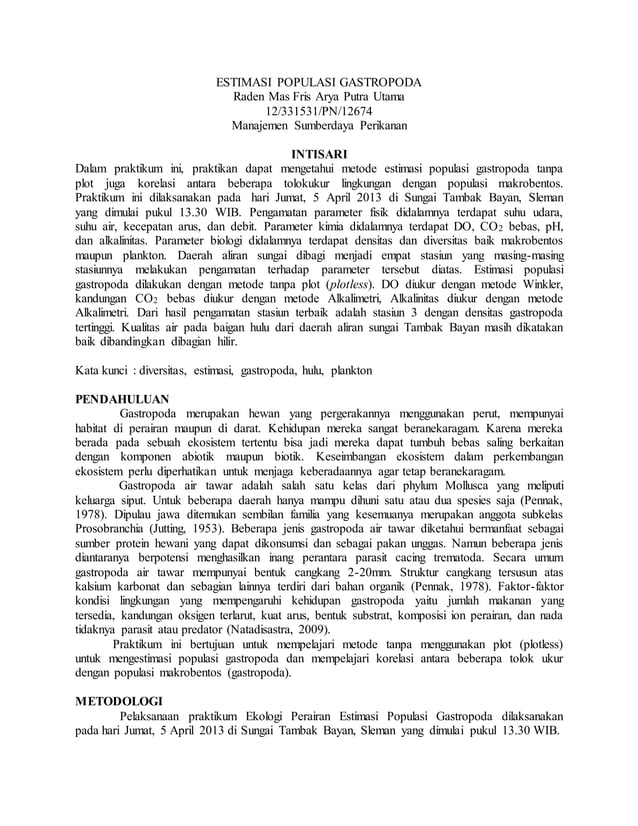 Estimasi populasi gastropoda 1 | PDF