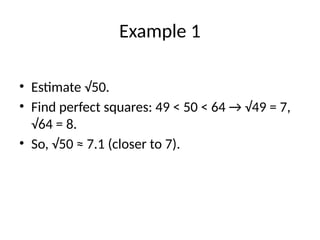 Estimate Irrational Numbers Grade 8.pptx