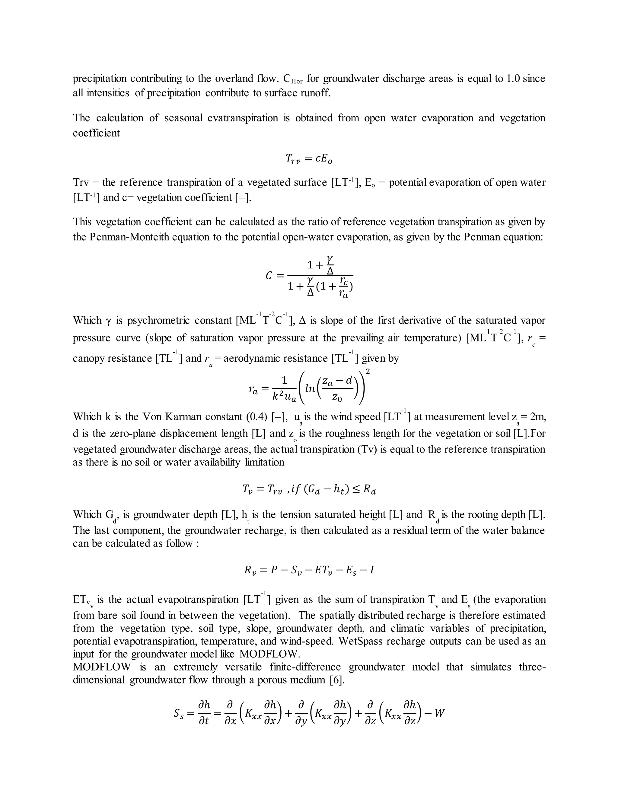 Estimation of Groundwater Recharge Using WetSpass and MODFLOW | DOCX