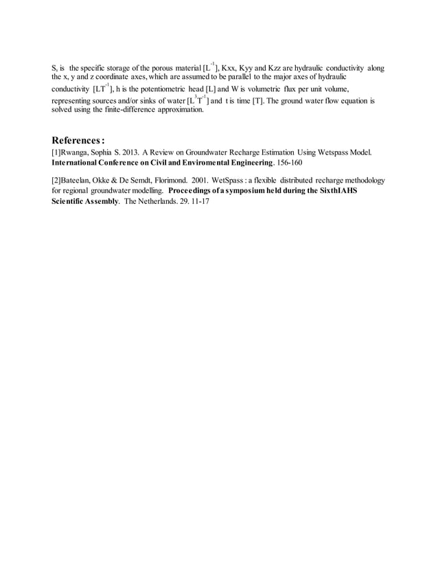 Estimation of Groundwater Recharge Using WetSpass and MODFLOW | DOCX