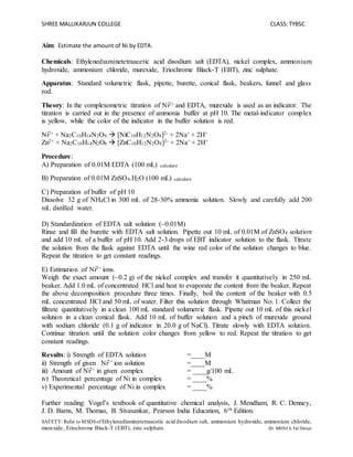 Estimate the amount Ni by EDTA | DOCX