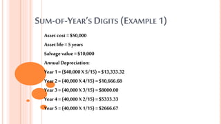 Estimating - Depreciation method - sum of the years' digits | PPTX