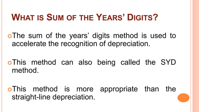Estimating - Depreciation method - sum of the years' digits | PPTX