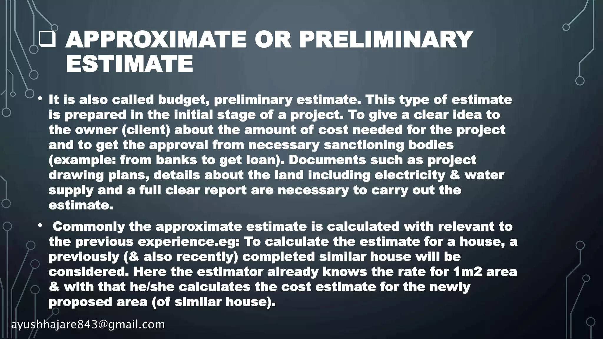 Estimating and costing | PPTX