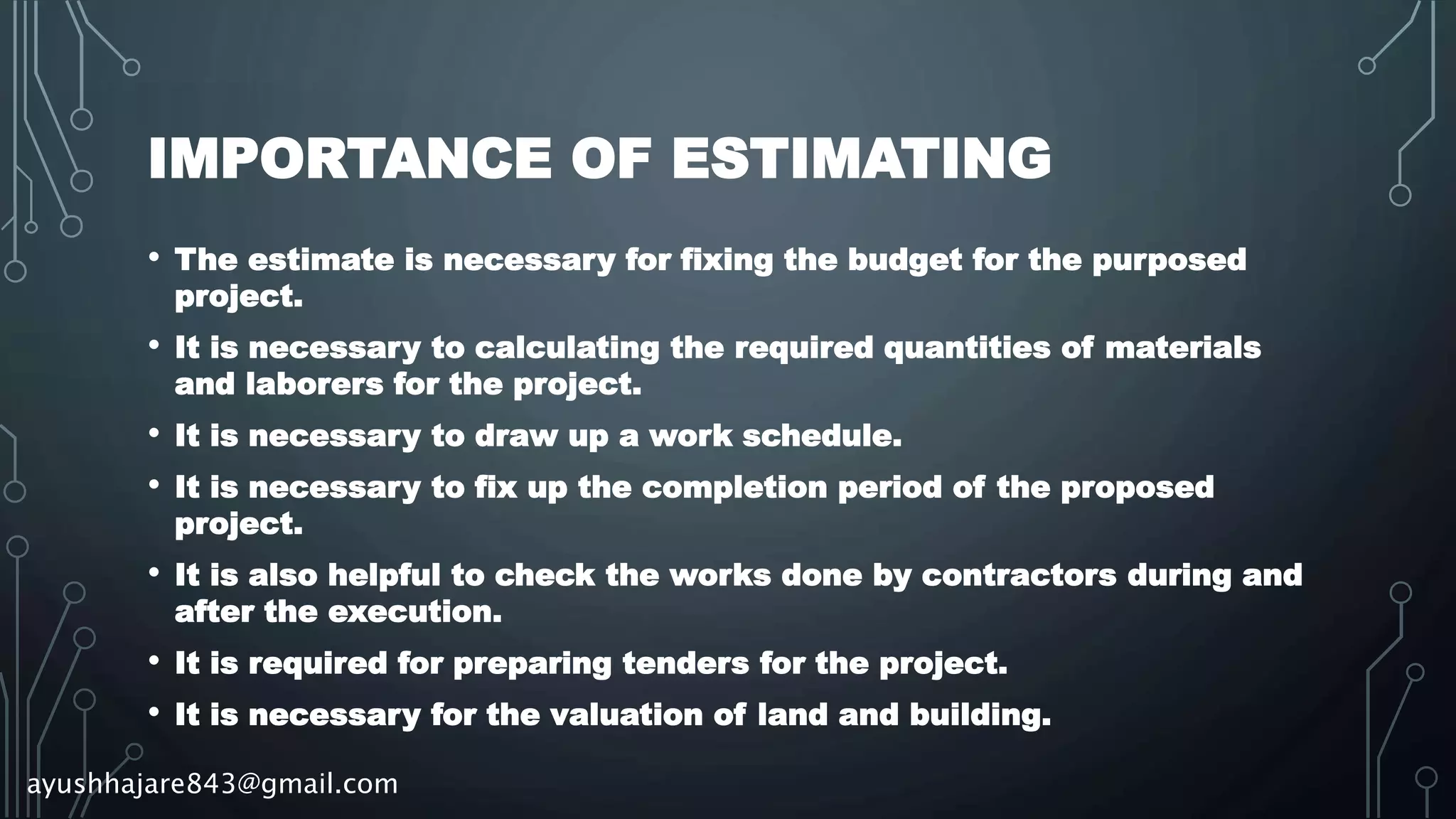 Estimating and costing | PPTX