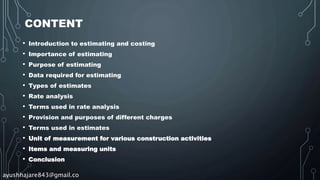Estimating and costing | PPTX