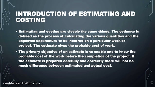 Estimating and costing | PPTX