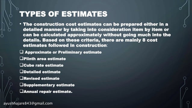 Estimating and costing | PPTX