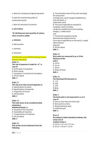 Estimating and costing complete note | PDF