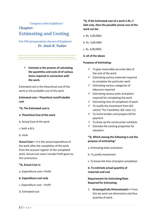 Estimating and costing complete note | PDF