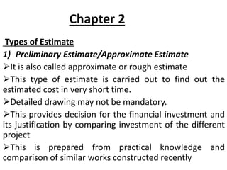 Estimating and costing I Chapter 2.pptx