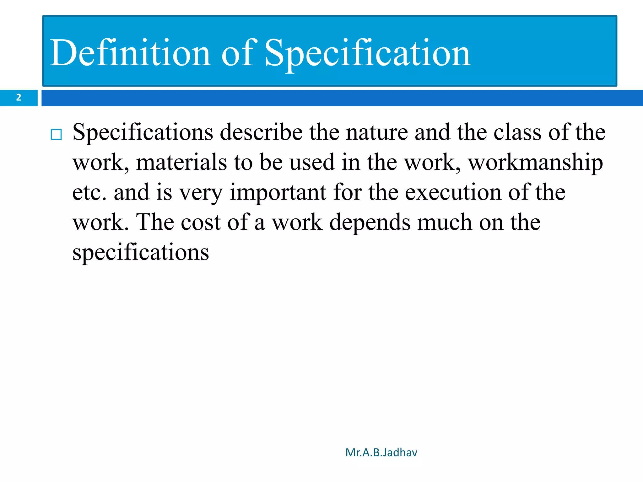 Estimating And Costing Specification Ppt Pptx Civil Engineering