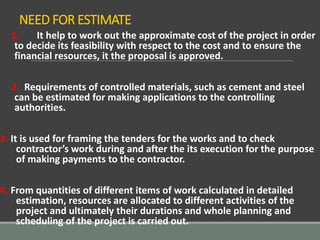 Estimating & costing of civil engineering structures | PPT