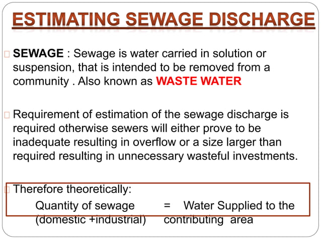 Estimating sewage discharge and peak drainage discharge | PPTX ...