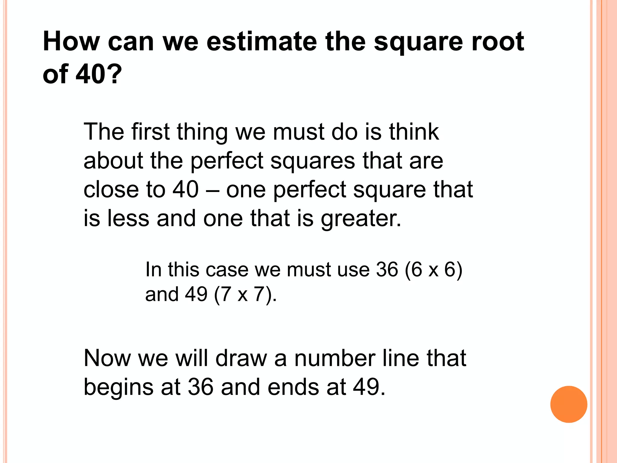 Estimating Square Roots (Number Line Method) | PPTX