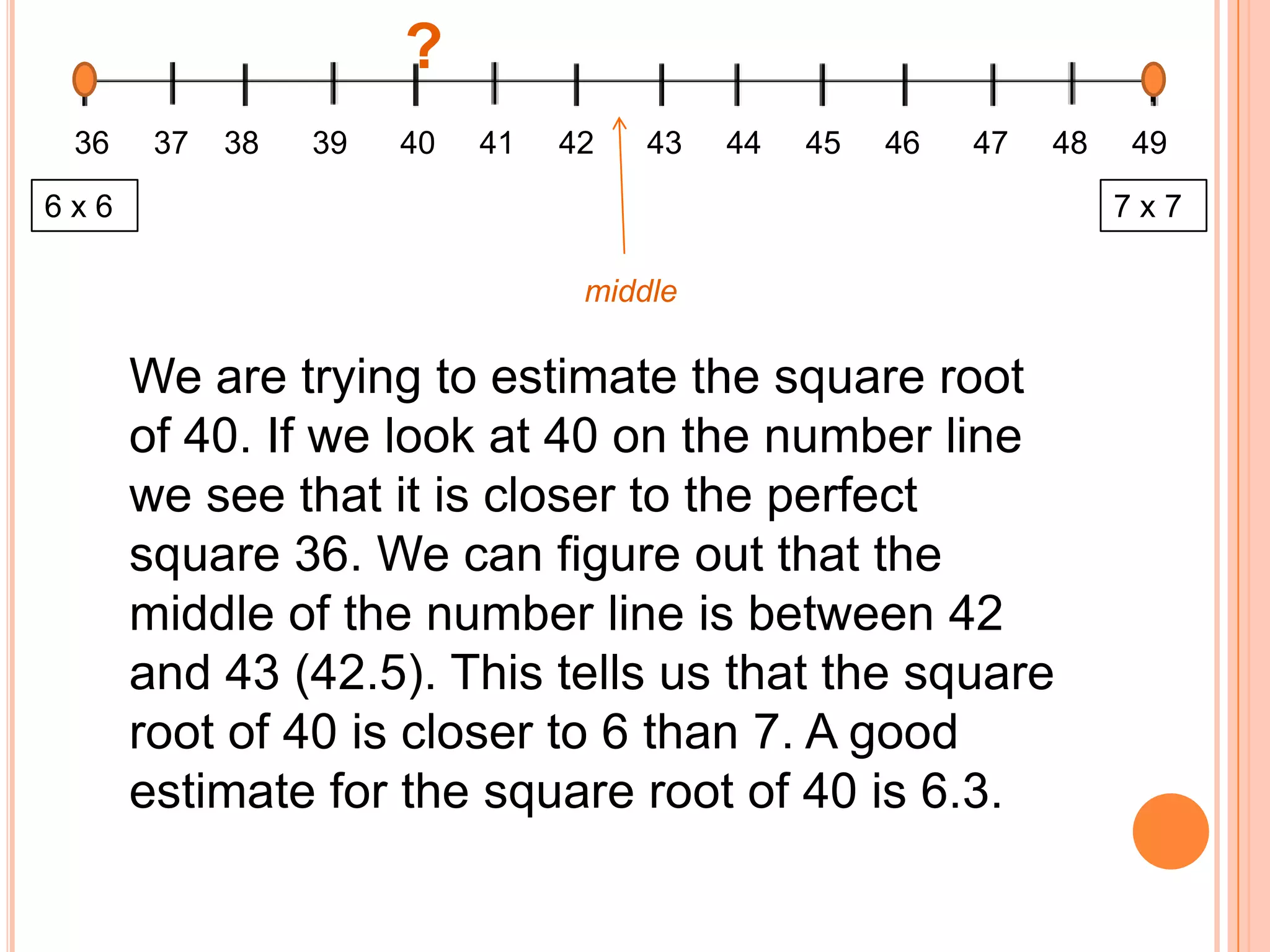 Estimating Square Roots (Number Line Method) | PPTX