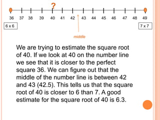 Estimating Square Roots (Number Line Method) | PPTX