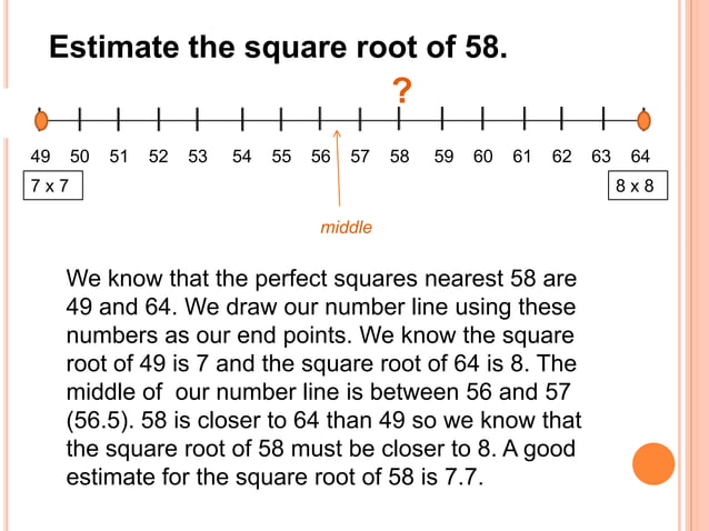 Estimating Square Roots (Number Line Method) | PPTX | Physics | Science