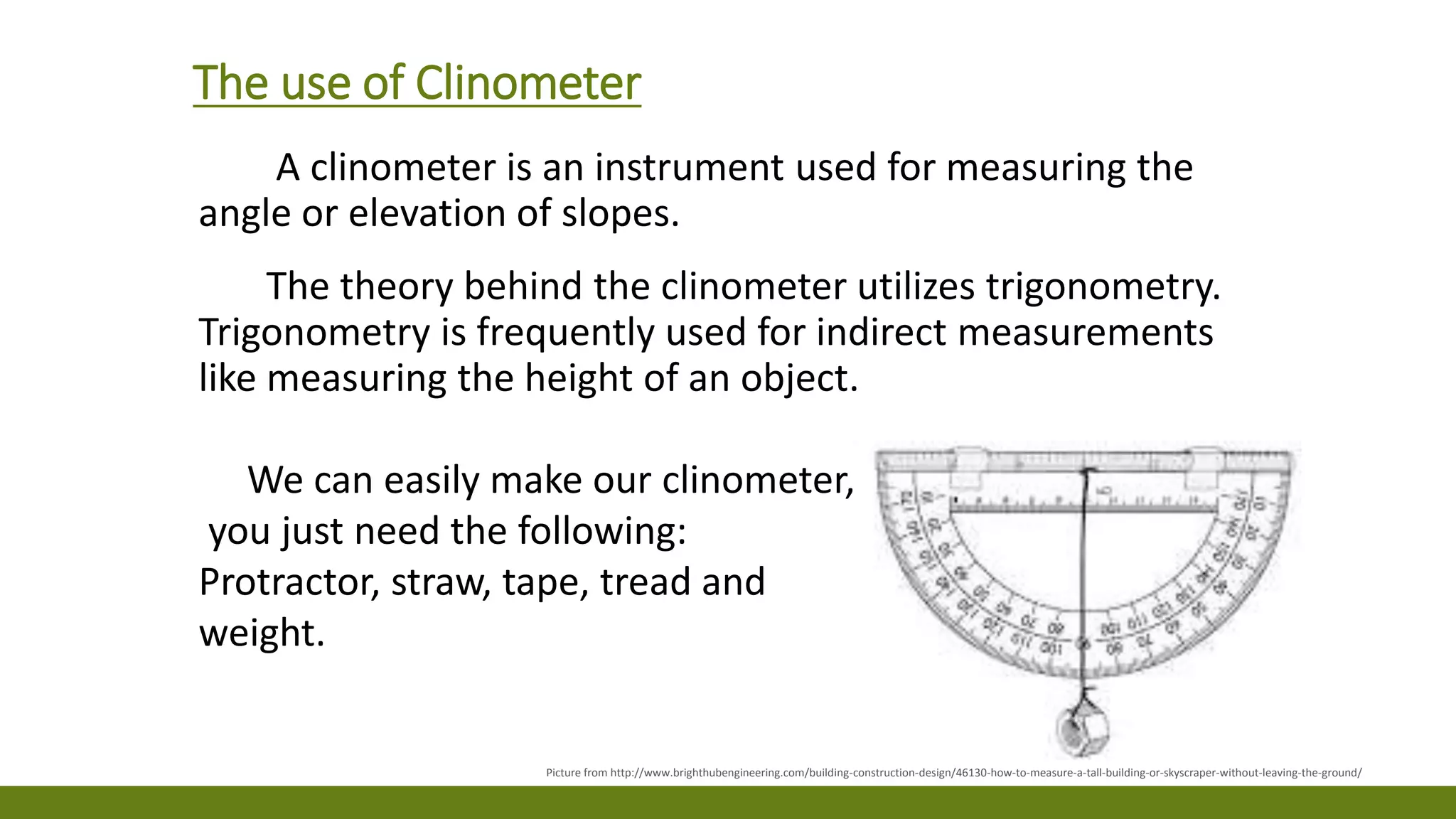 Measuring tall objects using clinometer, shadow, and mirror method | PPTX
