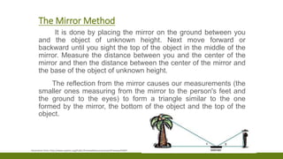 Measuring tall objects using clinometer, shadow, and mirror method | PPTX