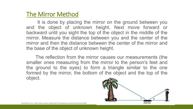 Measuring Tall Objects Using Clinometer Shadow And Mirror Method Pptx