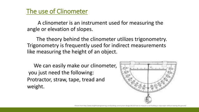 Measuring Tall Objects Using Clinometer Shadow And Mirror Method Pptx