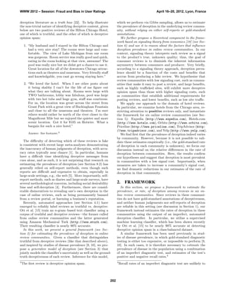 Prevalence of Deception in Online Customer Reviews | PDF