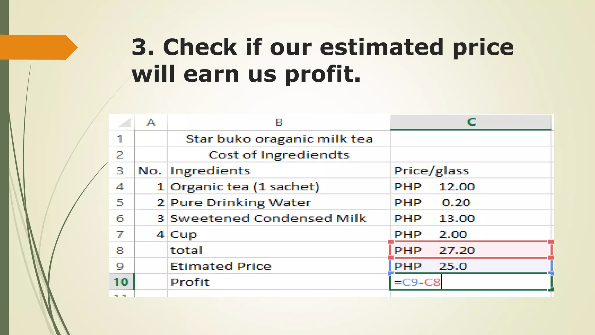 Estimating the product cost using microsoft excel | PPTX