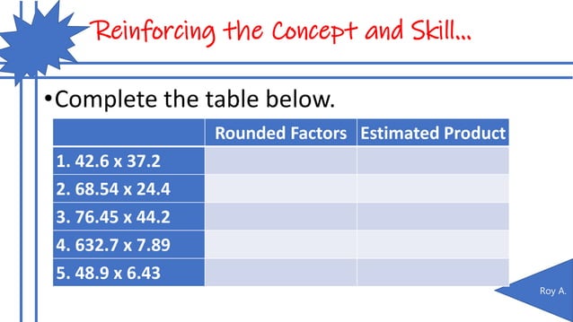 Estimating the products of decimal numbers with reasonable.pptx