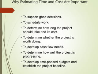 Estimating time and cost resoures | PPT