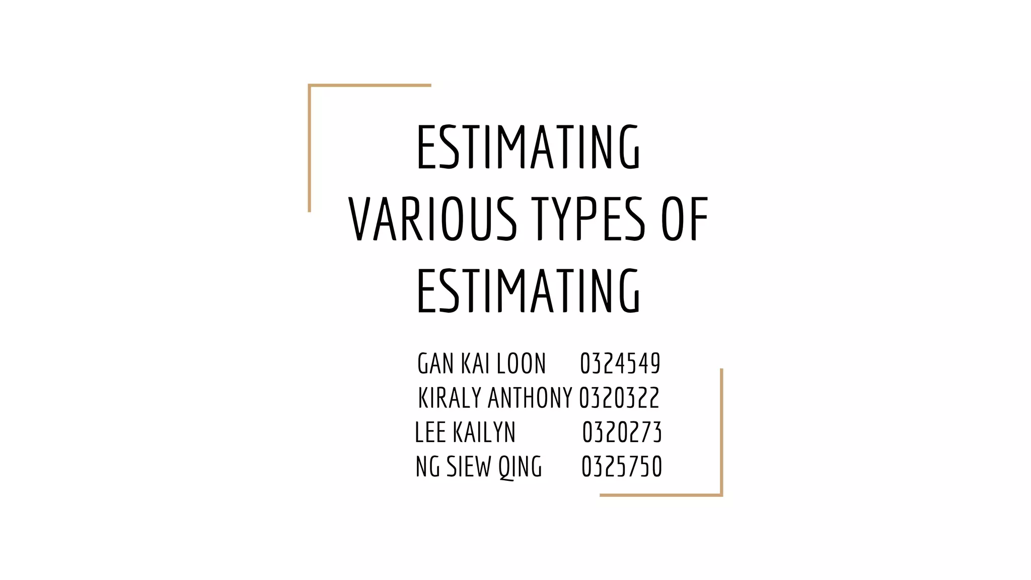 Estimating various types of estimating | PDF