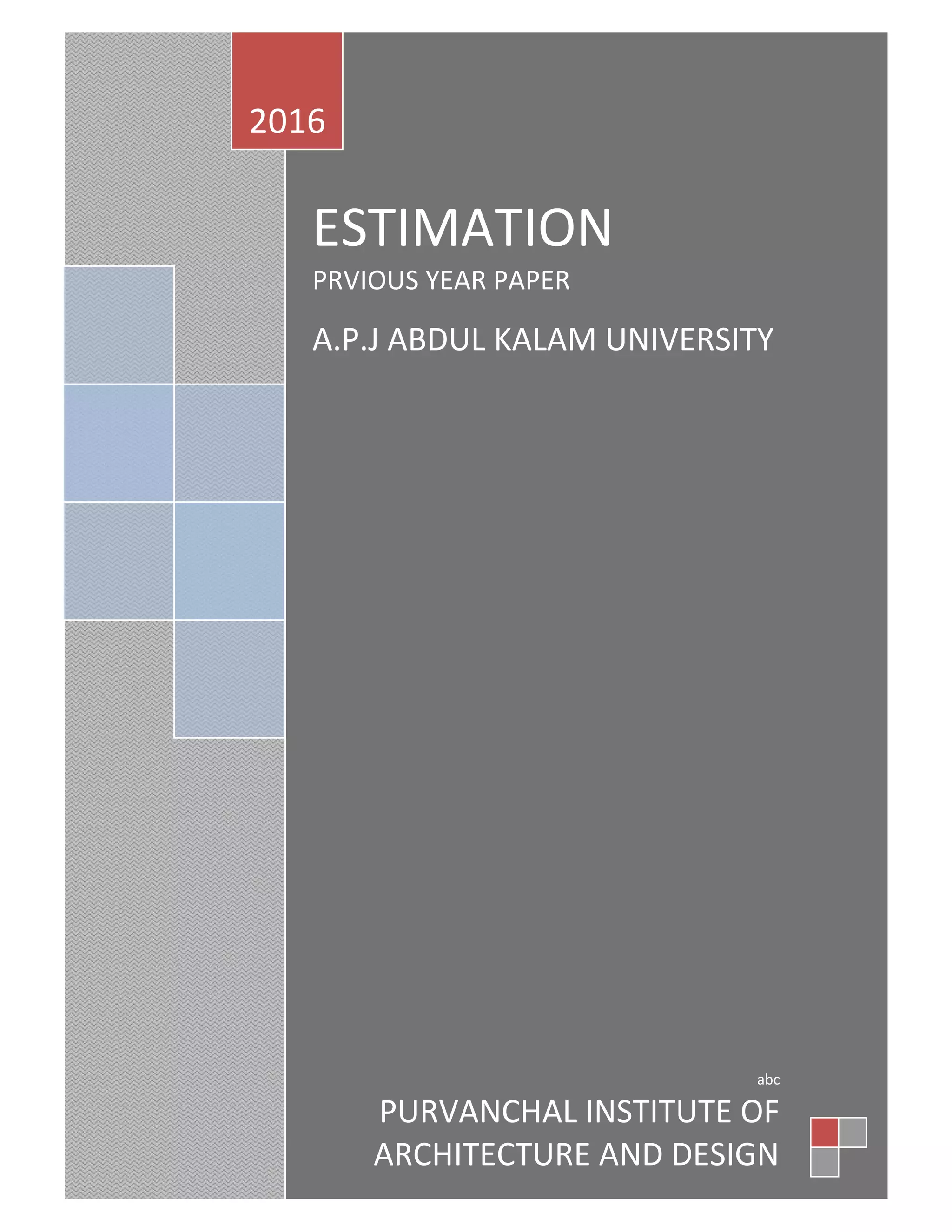 Estimation specification paper set (module 1 to 6) for semester 5 | PDF ...