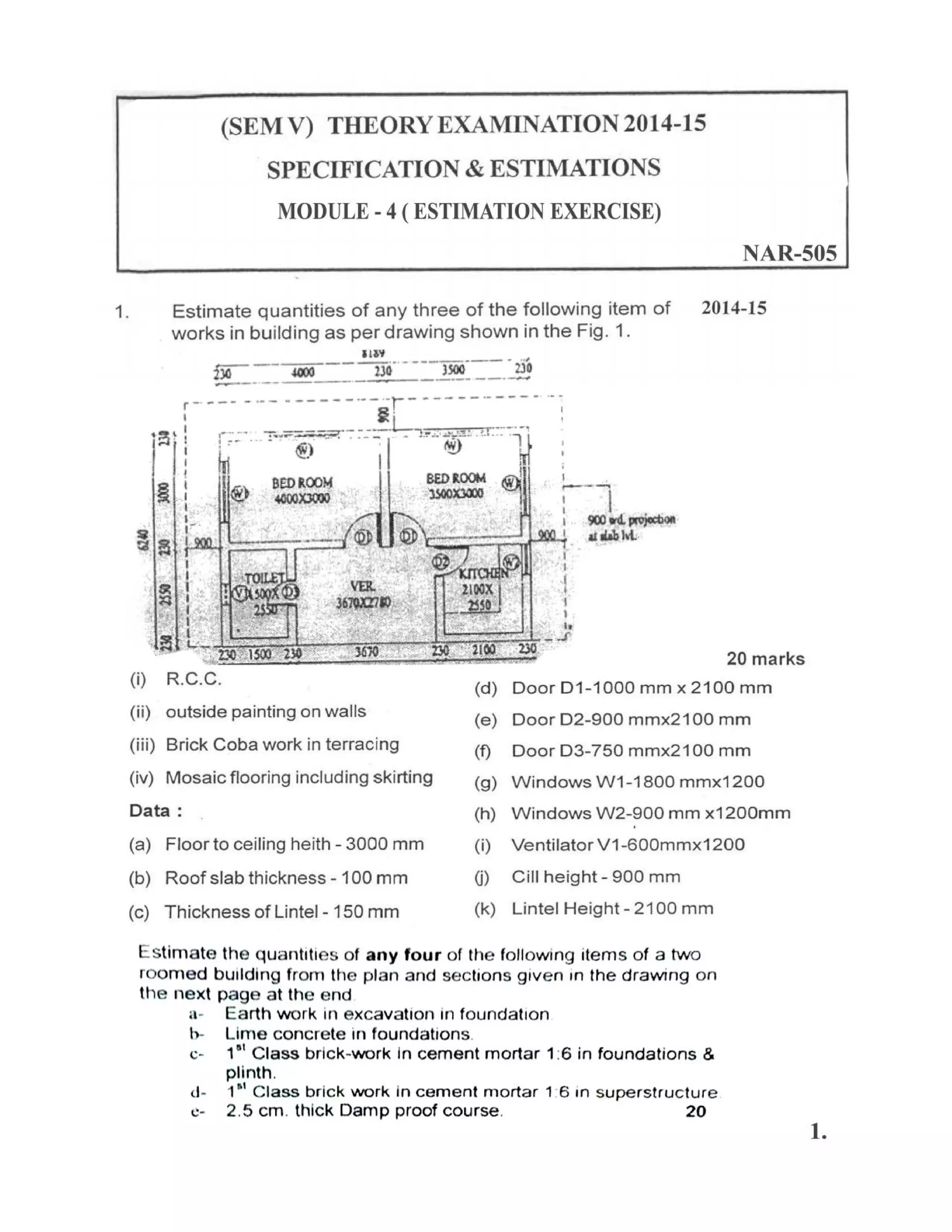 Estimation specification paper set (module 1 to 6) for semester 5 | PDF ...