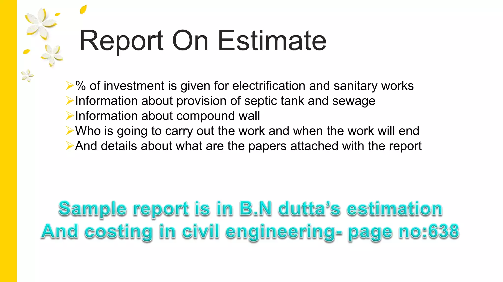 Report of an estimation | PPTX