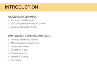 Estimation | PPTX | Civil Engineering Industry | Industries