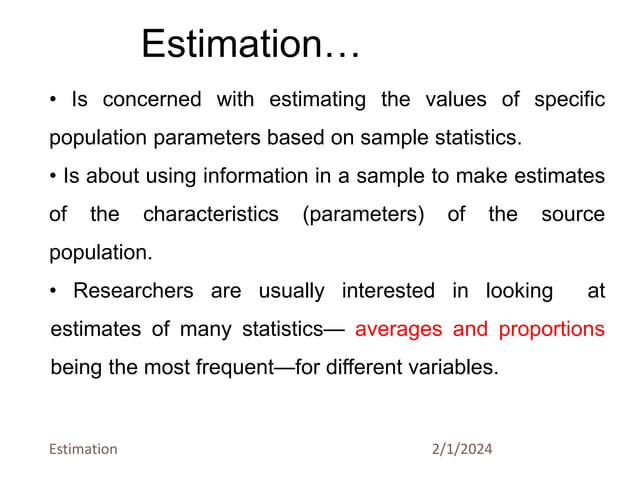 estimation (1).pdf biostastices power point | PPT