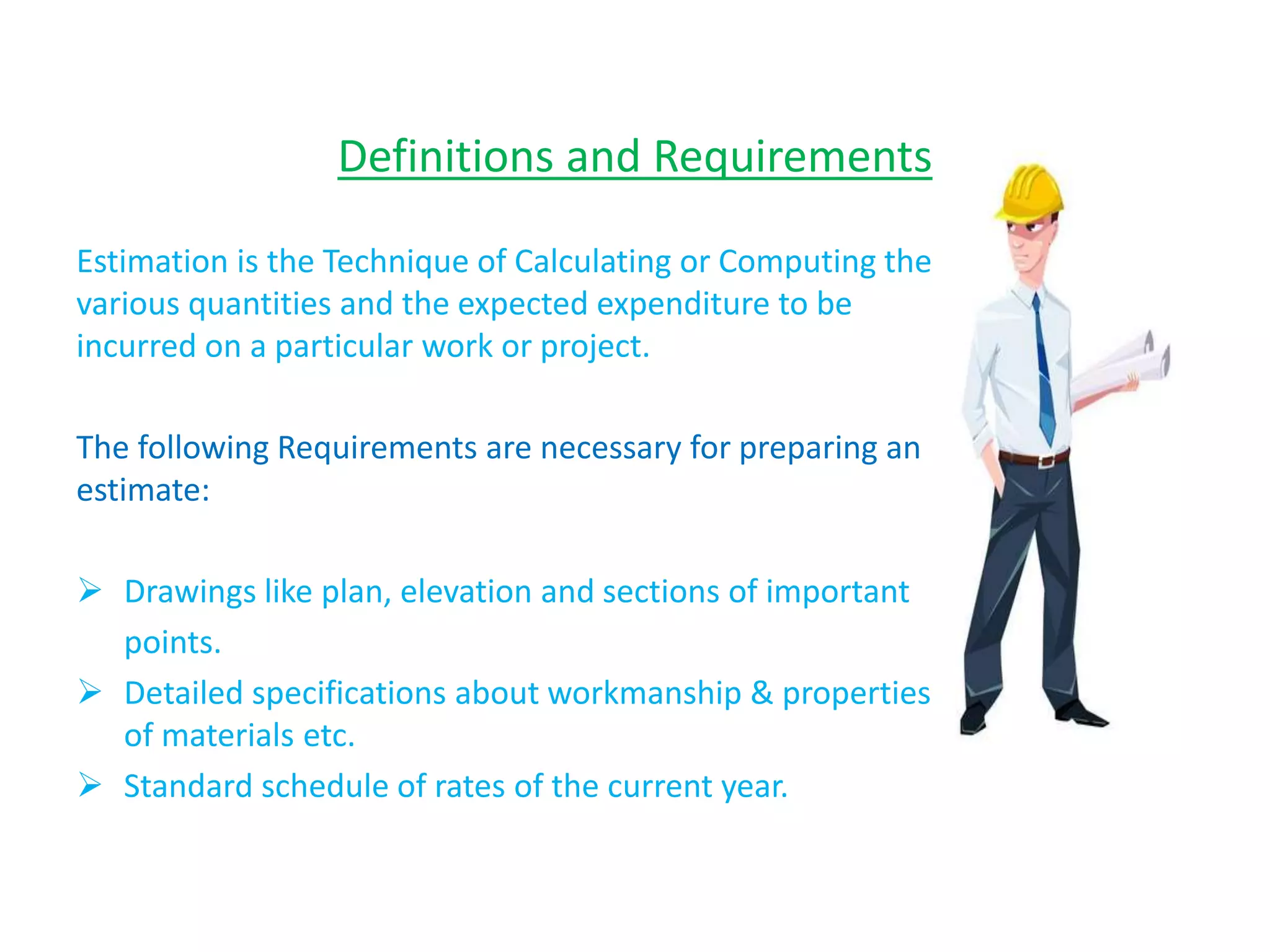 Estimation and costing of a commercial building | PPTX