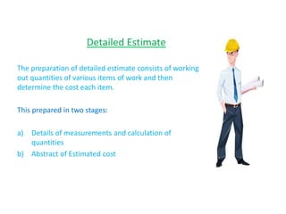 Estimation and costing of a commercial building | PPTX