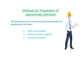 Estimation and costing of a commercial building | PPTX