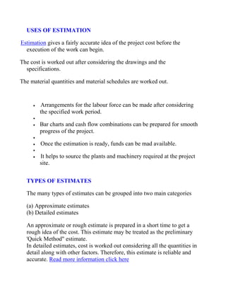 Estimation and costing practical norm and thumb rules | PDF