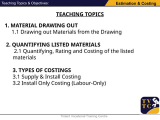 project costing and estimation in plumbing and drainage projects | PPTX