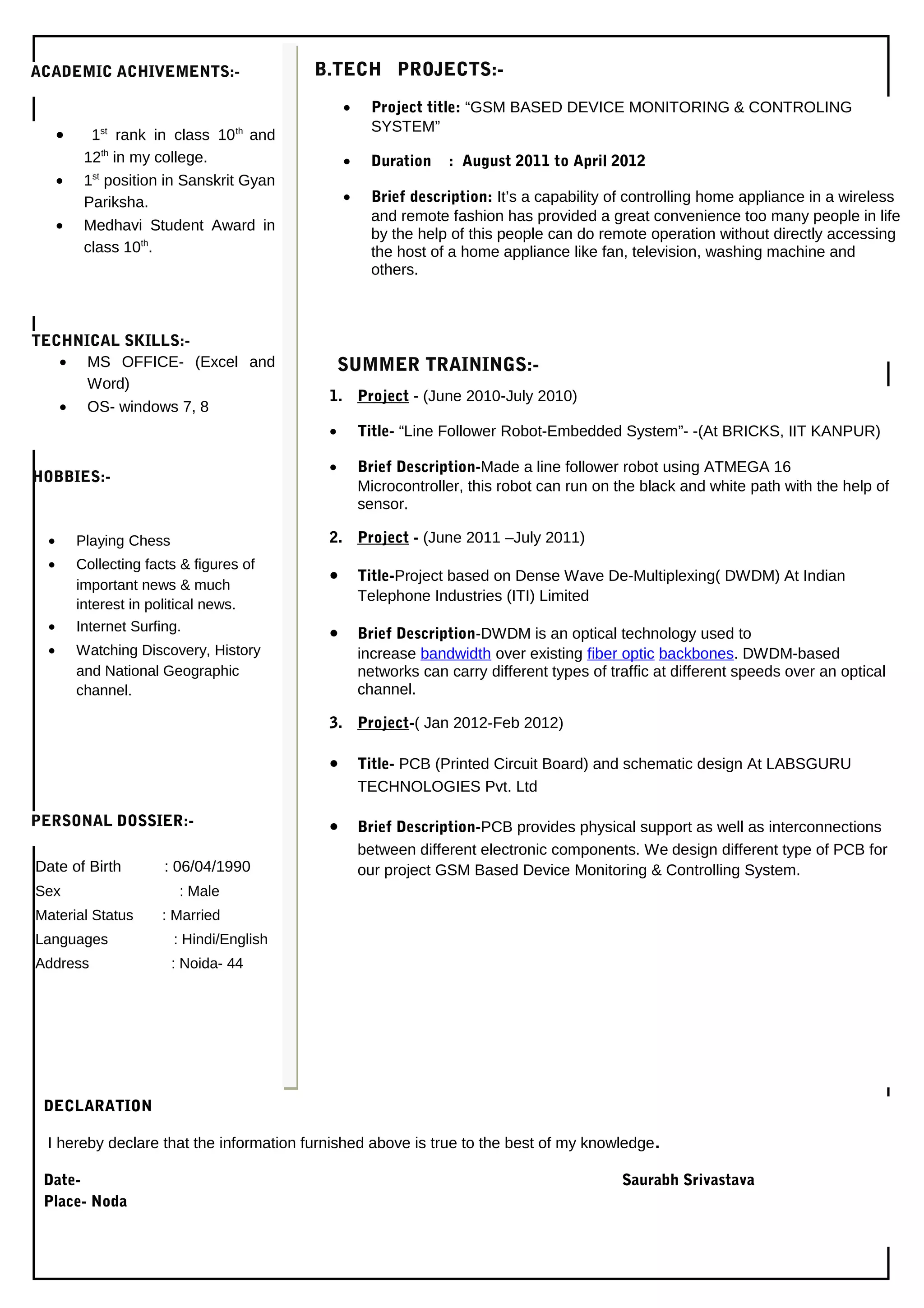 Resume for Estimation Engineer Electrical 3 year exp | DOC